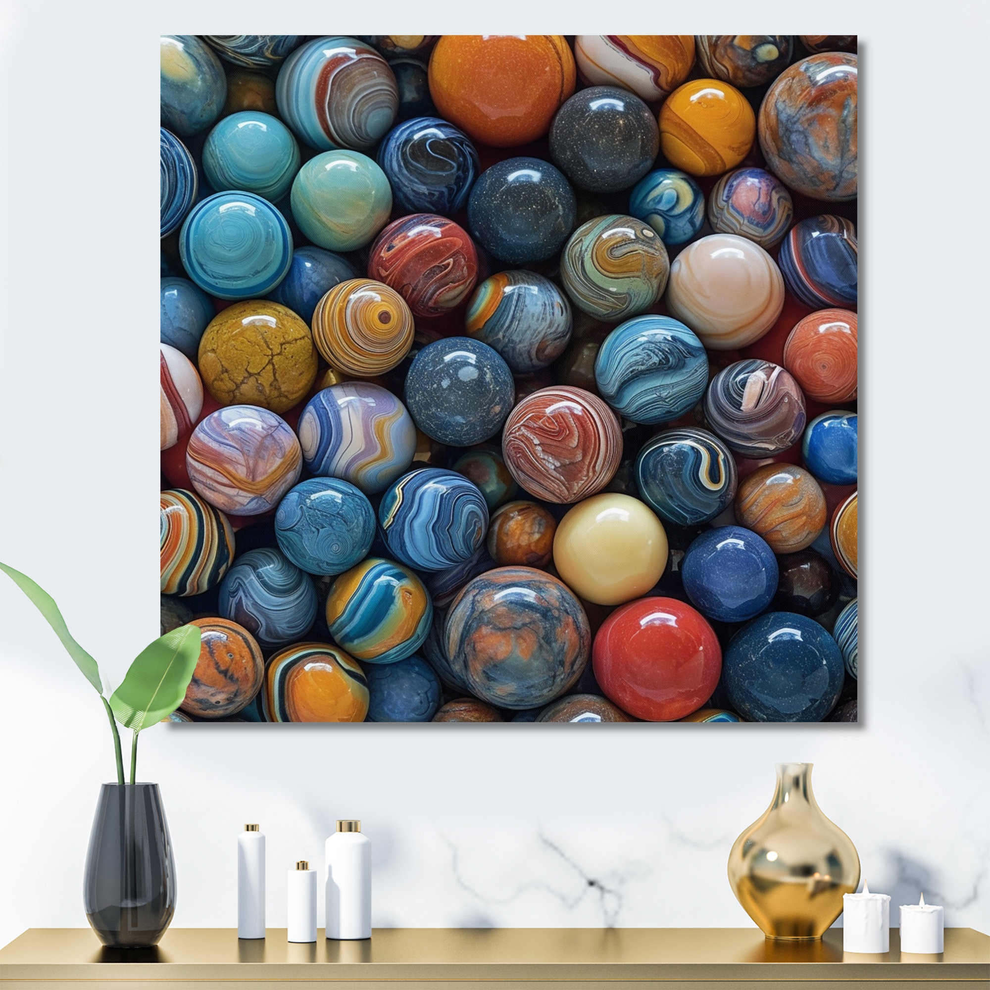 Latitude Run® Mystical Marbles II - Abstract Shapes Wall Art Living Room | Wayfair